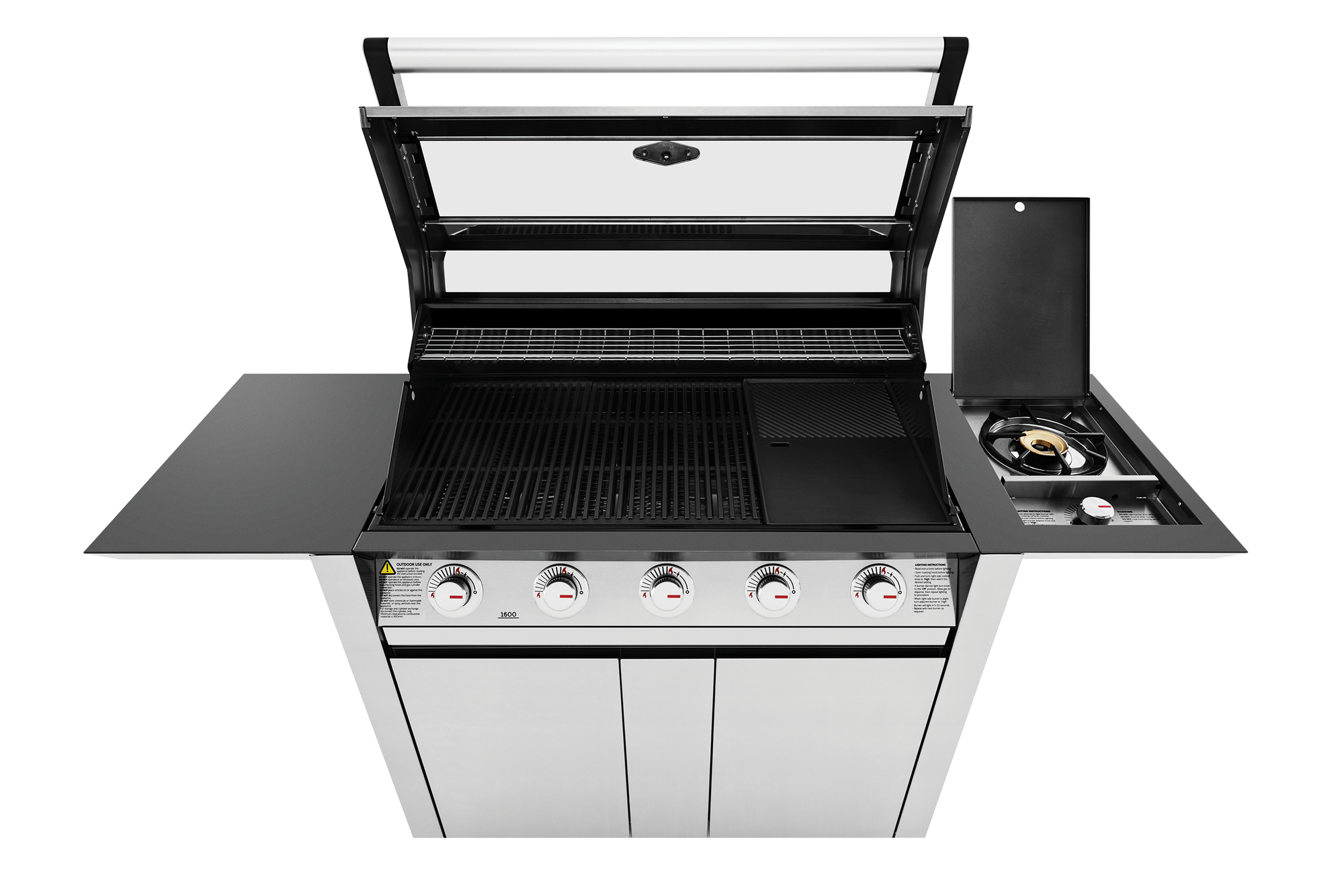 Beefeater 1600 Series 5 burner BBQ, side burner & trolley, stainless s ...