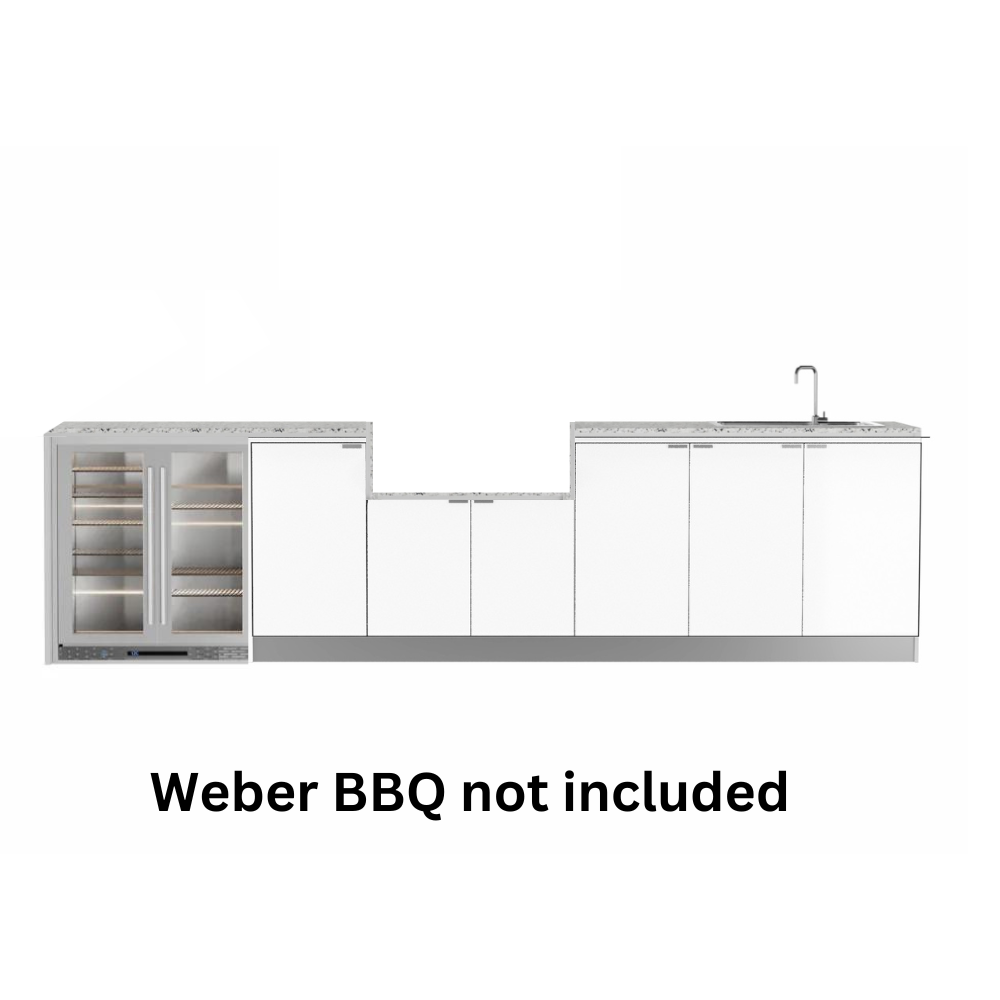Grillhound Outdoor Kitchen Package to Suit Weber Family Q With Fridge